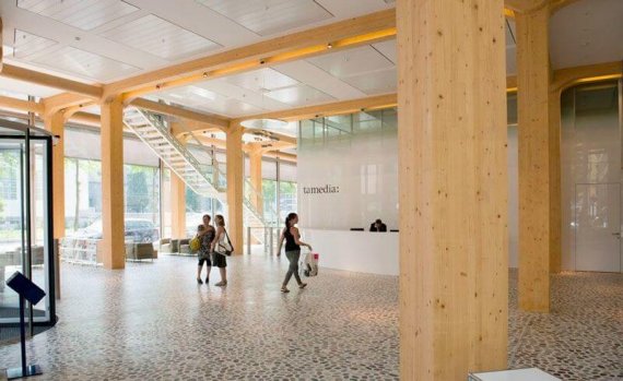 Inside the New Tamedia Building in Zürich by Shigeru Ban
