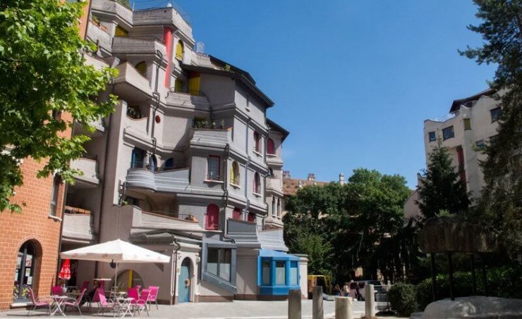 There's a sort of Smurf enclave in Geneva, Switzerland (Architecture)